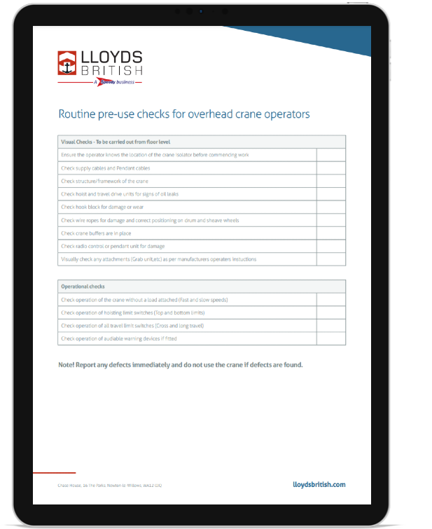 [Template] Daily Checks for Overhead Crane Operators | Lloyds British
